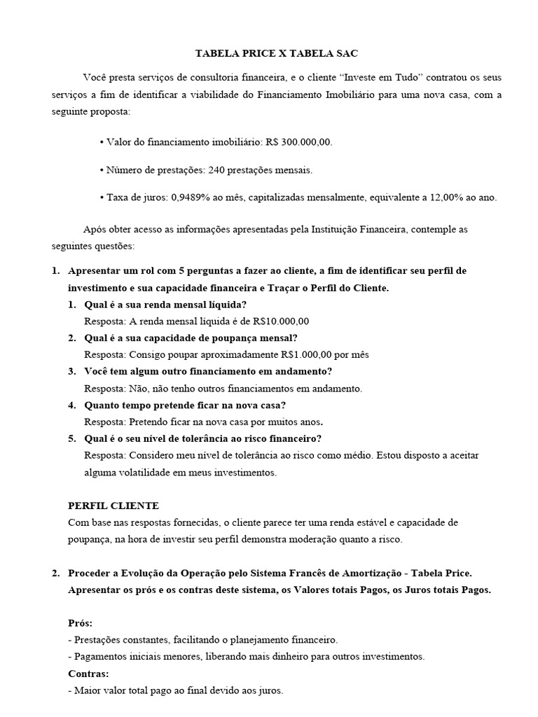 2023.4b-Atividade Price X Sac | PDF | Juros | Dinheiro