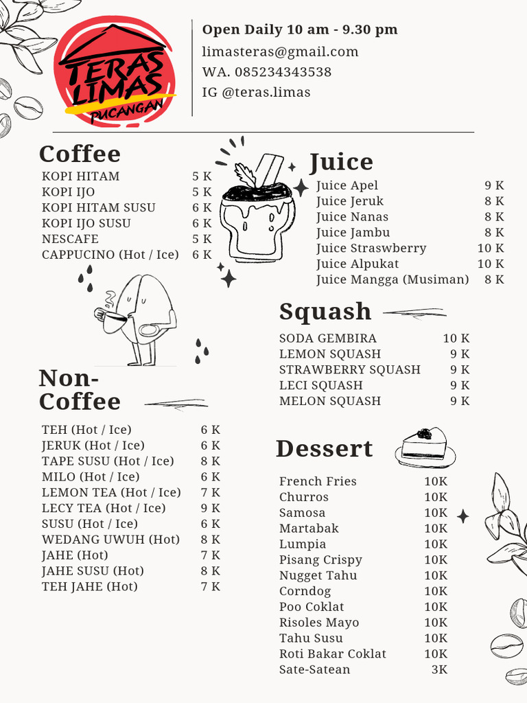 Black and White Doodle and Simple Cafe Menu | Download Free PDF ...