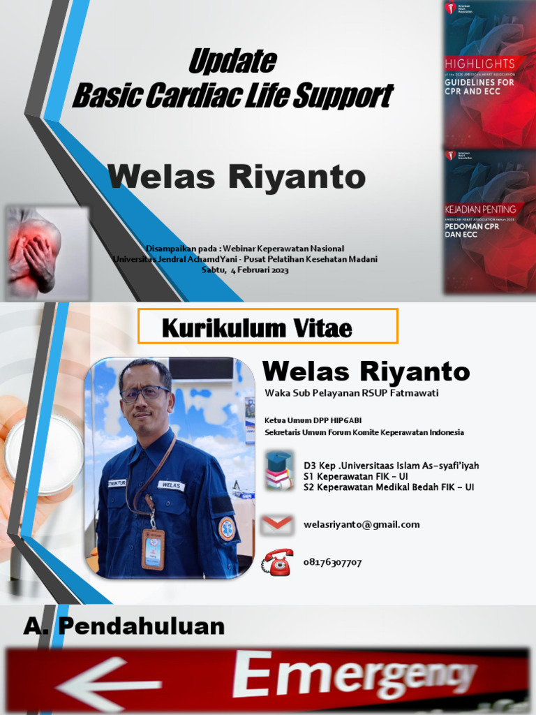 Materi 1 - Basic Cardiac Life Support - Welas Riyanto, MKep., Ns. SP - KMB | PDF