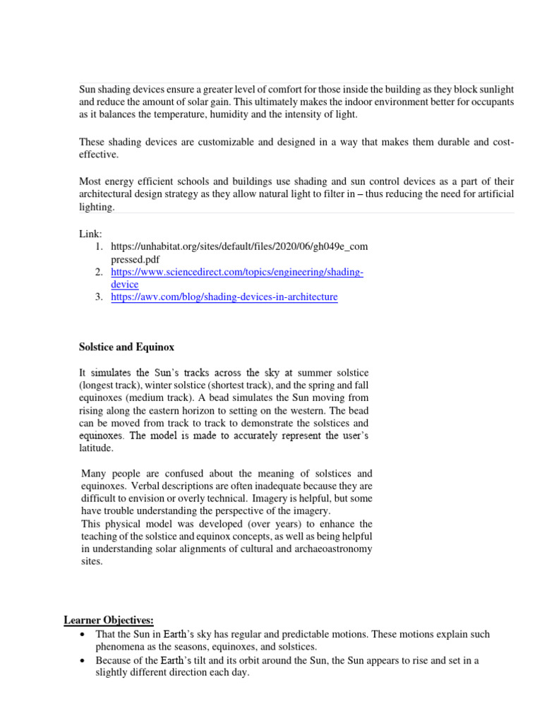 Sun Shading | PDF | Sunset | Equator