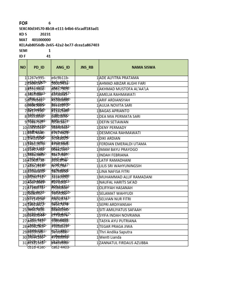 Nil - Rapor - 20231 - MTK - Kelas 8 | PDF