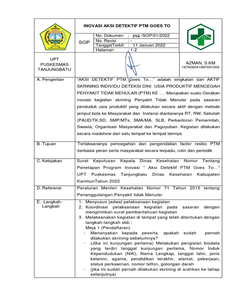 SOP Aksi Detektif PTM | PDF