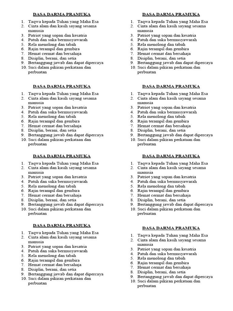 Dasa Darma Pramuka | PDF