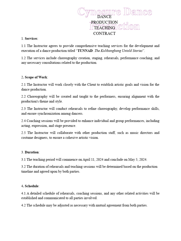 Contract For Dance Sheeva | PDF | Dances | Private Law