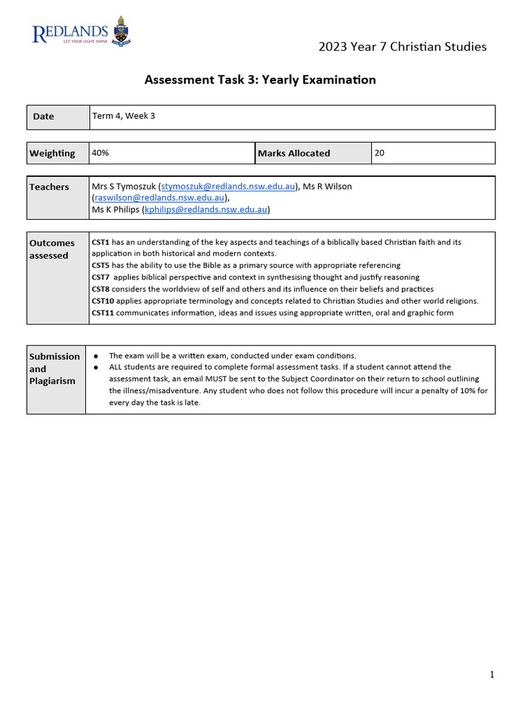 2023 AN Y7 Task 3 - Yearly Examination-1 | PDF | God | Bible