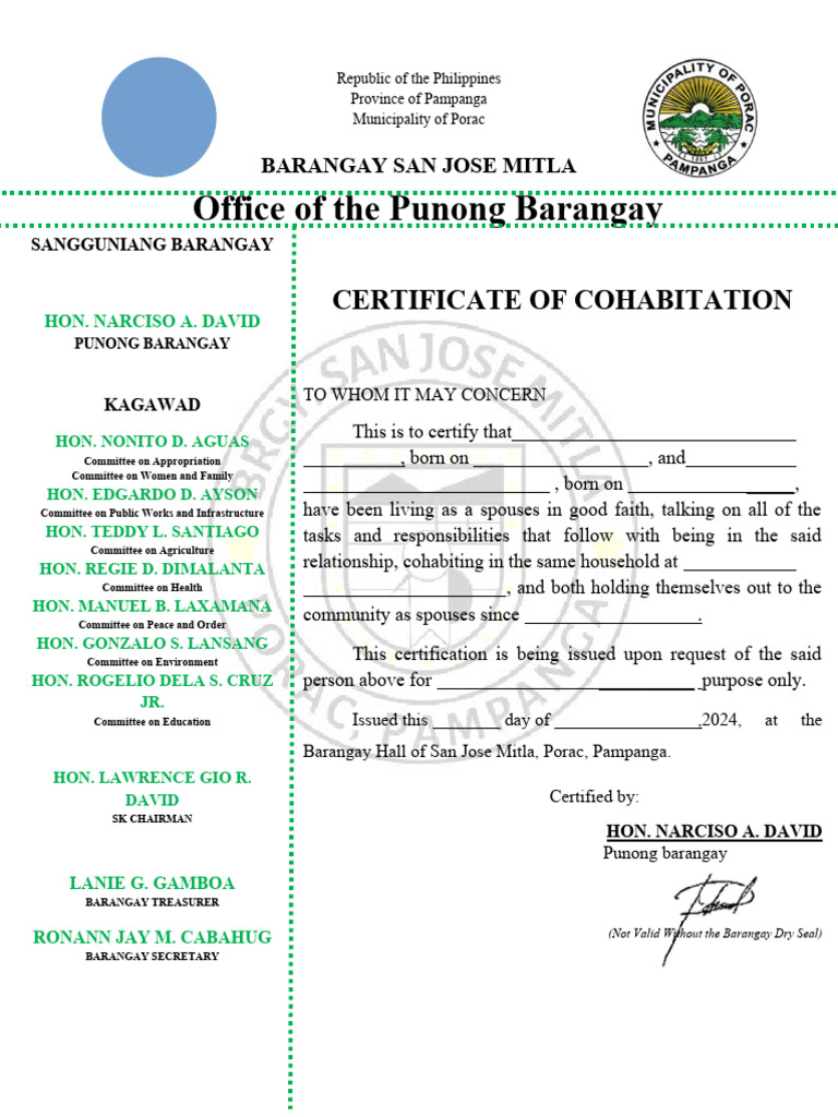 Certificate of Cohabitation | PDF