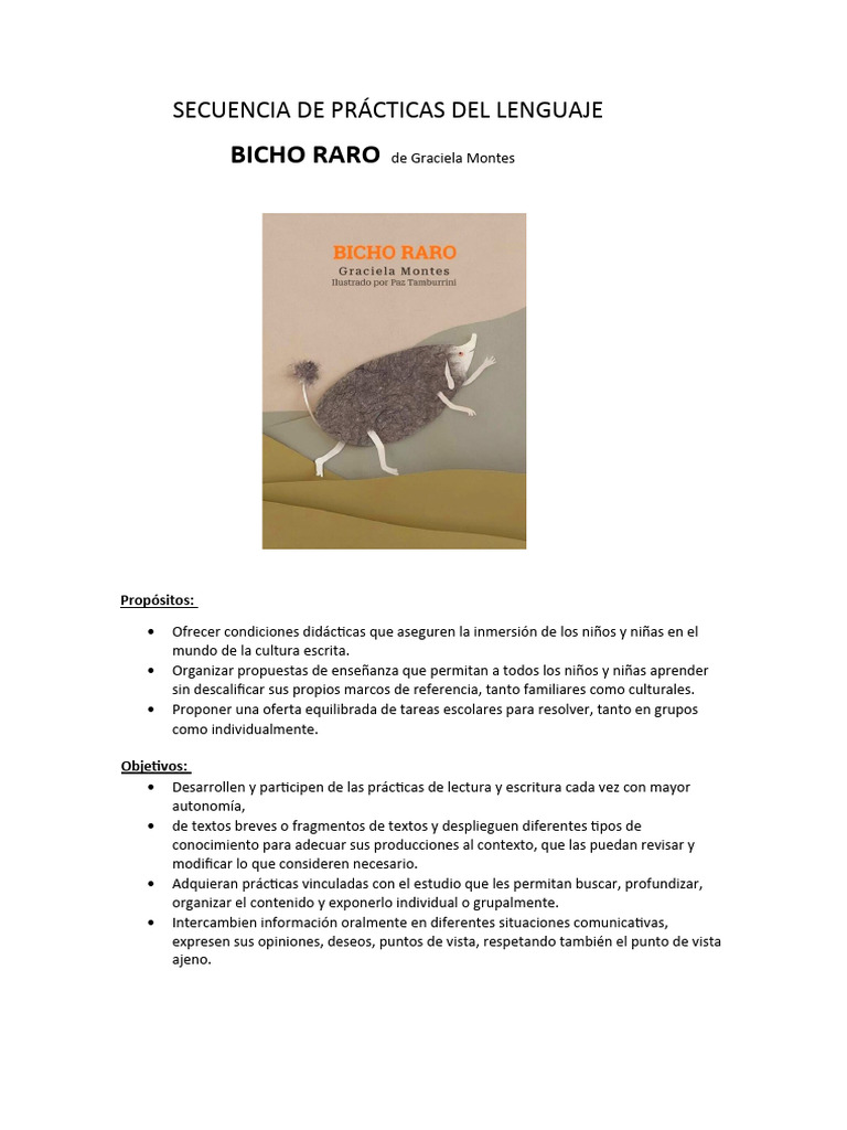 Actividades con el cuento "Bicho Raro" | PDF | Comunicación humana