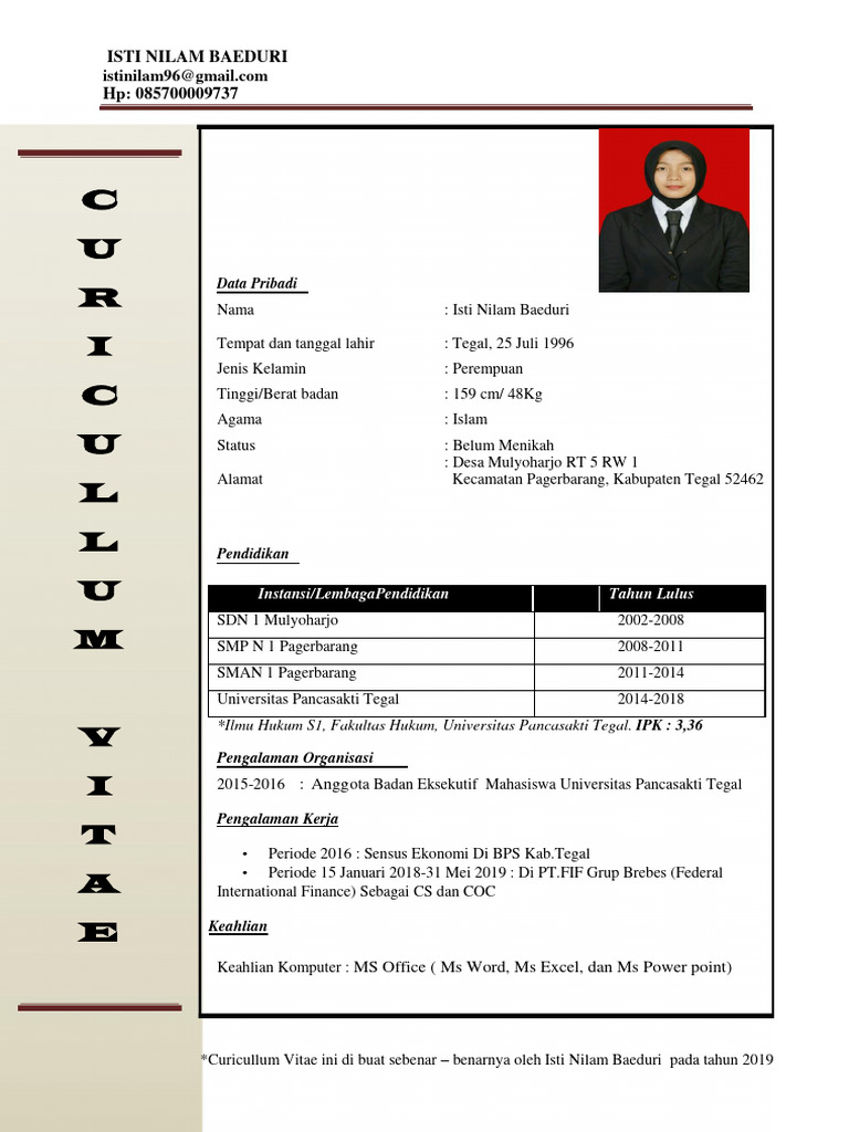 CV NILAM-dikonversi | PDF