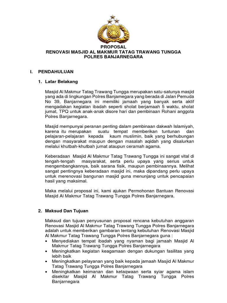 Proposal Renovasi Masjid Al Makmur-1 | PDF