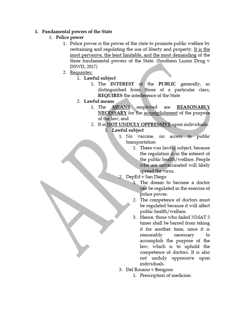 Police Power, Eminent Domain, and Taxation | PDF | Eminent Domain ...