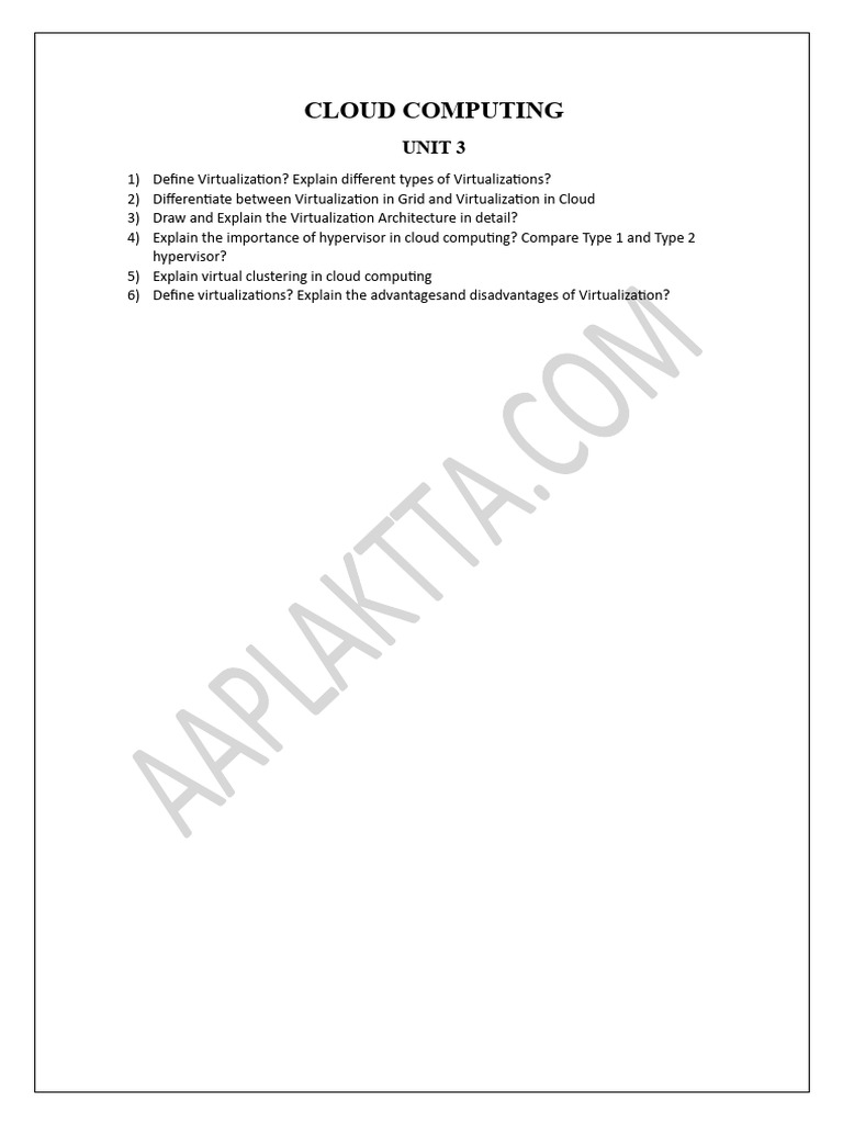 Cloud - Computing QueBank | PDF