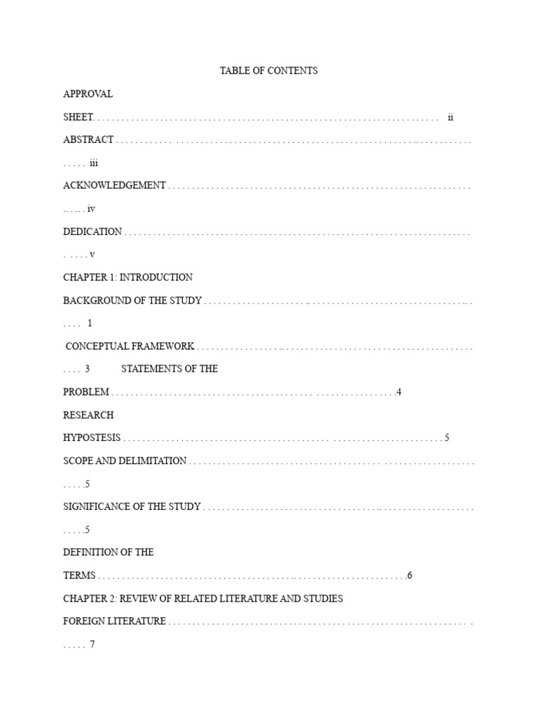 Research Paper Table of Content | PDF | Science | Information Science