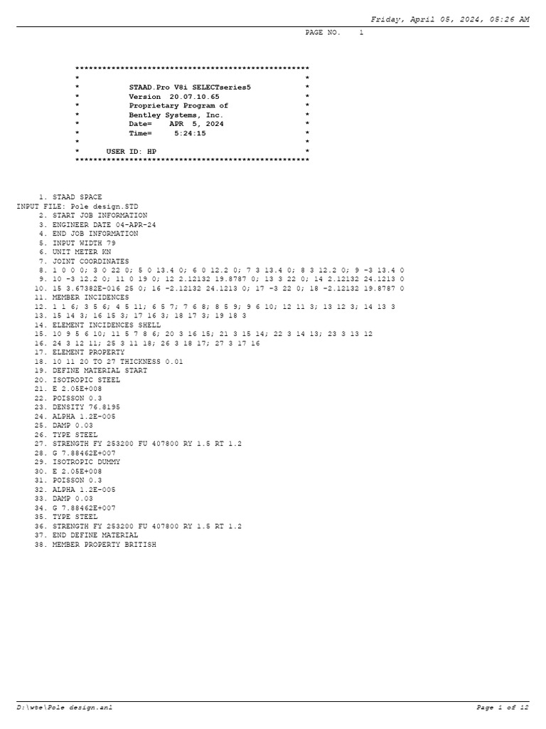 Pole design | PDF | Young's Modulus | Buckling