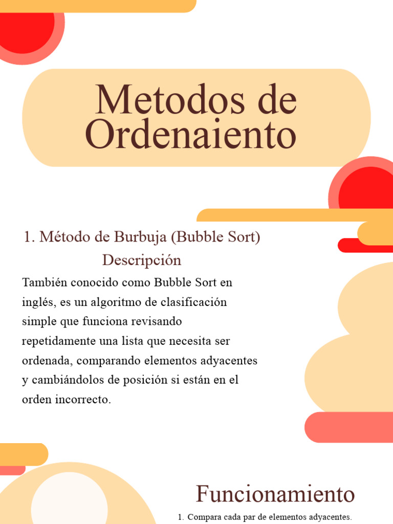 Metodos De Ordenamiento Pdf Informática Algoritmos Y Estructuras De Datos