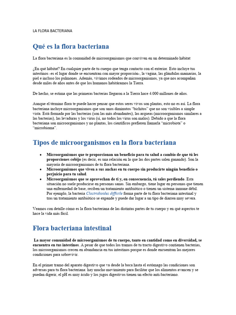 LA FLORA BACTERIANA | Descargar gratis PDF | Las bacterias | Leche