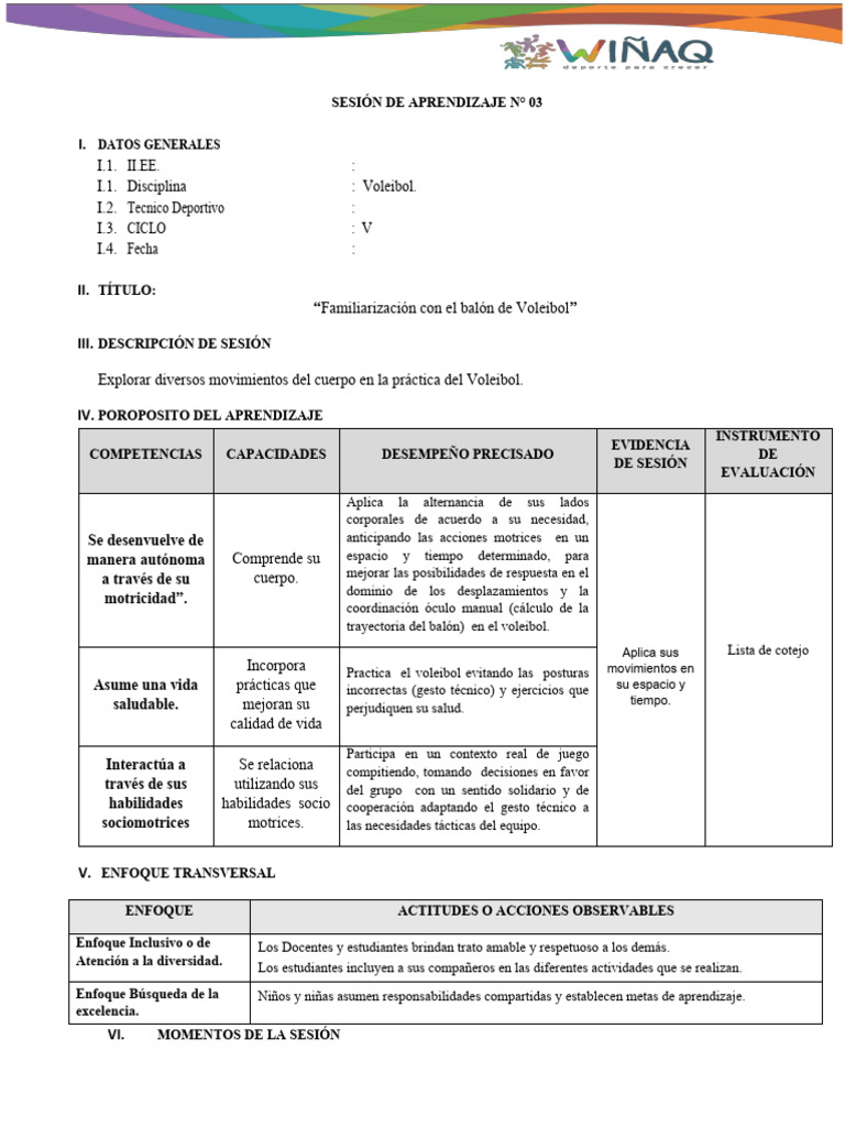 Sesion de Aprendizaje N°3 Voleibol 2024 | Descargar gratis PDF ... Sesion de Aprendizaje N°3 Voleibol 2024 | Descargar gratis PDF ...