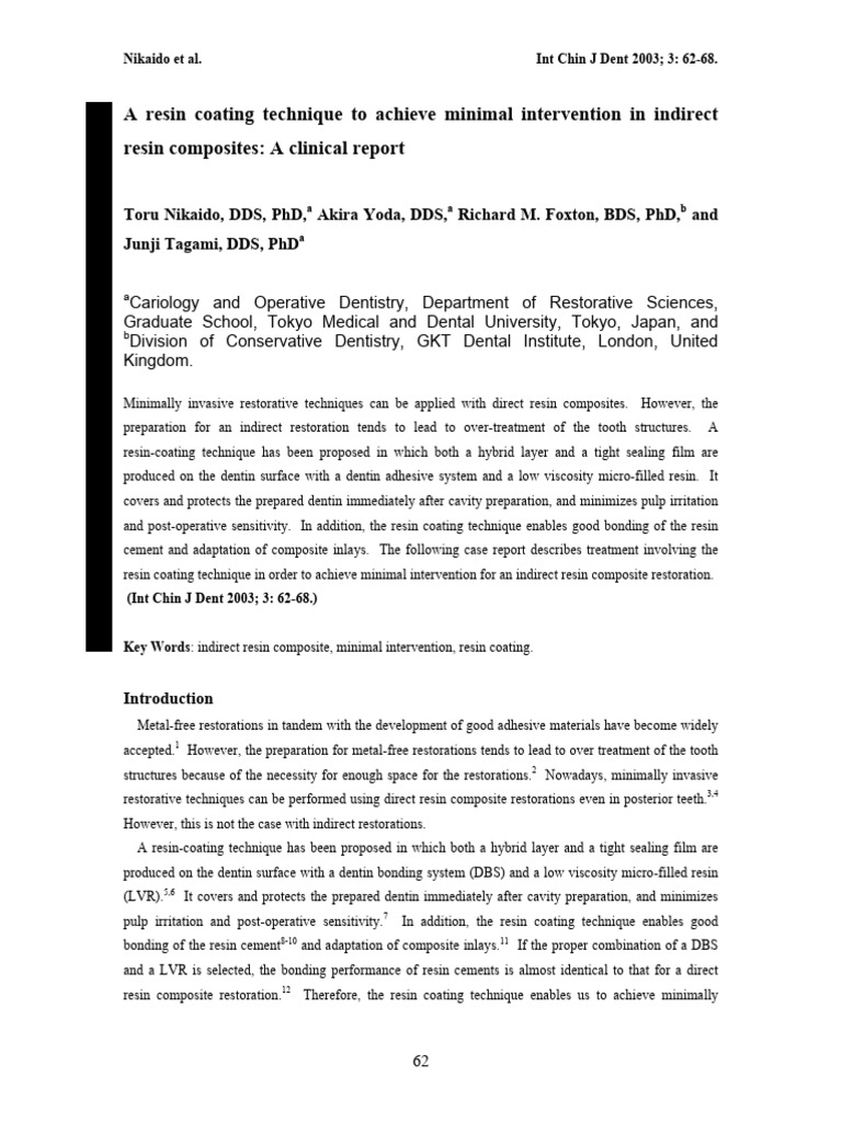 Resin Coating for Indirect Composites | PDF | Dental Composite ...