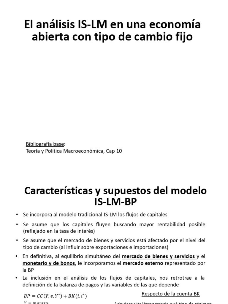 Análisis IS-LM-BP en Economía Abierta | PDF | Tipo de cambio | La ...