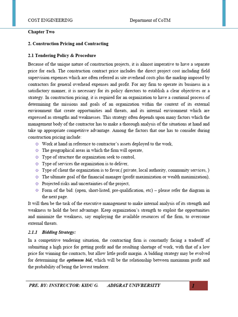CH 2 Construction Pricing and Contracting | Download Free PDF ...