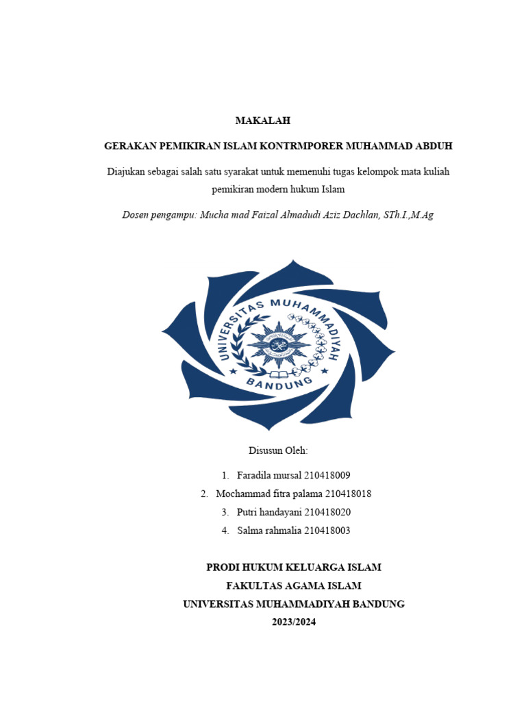 Gerakan Pemikiran Islam Kontemporer Muhamad Abduh | PDF