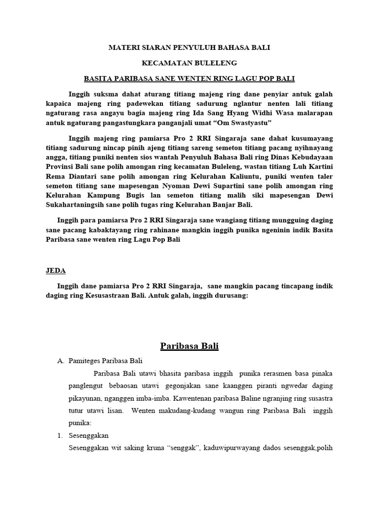 Paribasa Bali - 091827 | PDF | Kajian Bahasa Asing | Seni