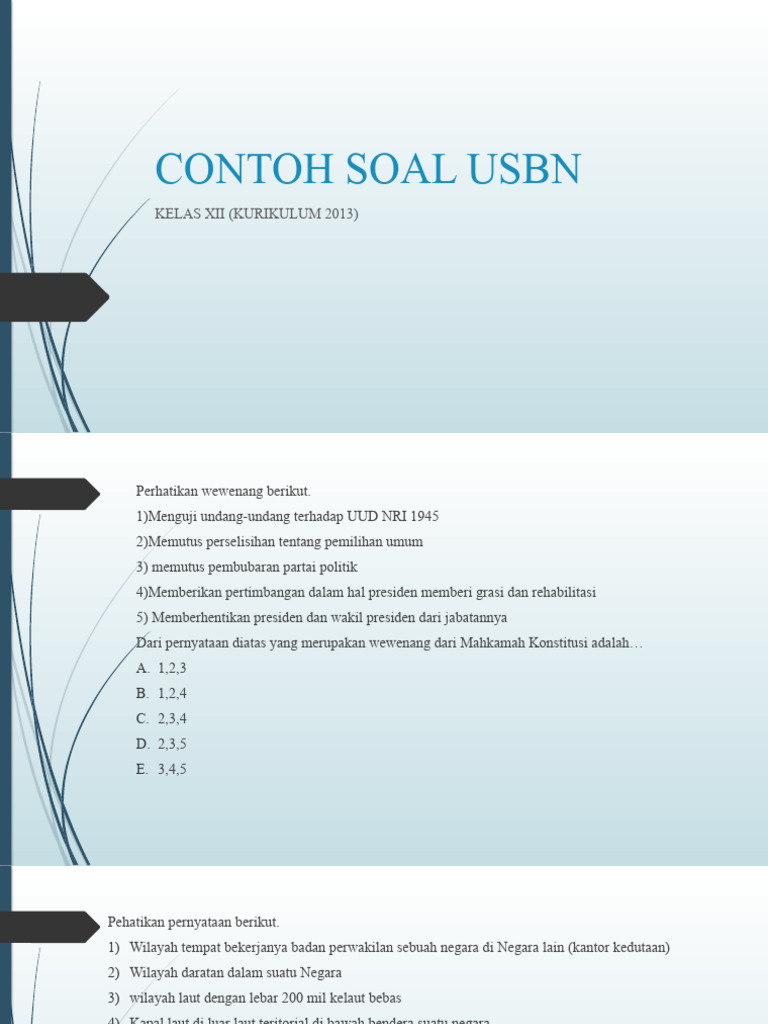 Contoh Soal Usbn | PDF