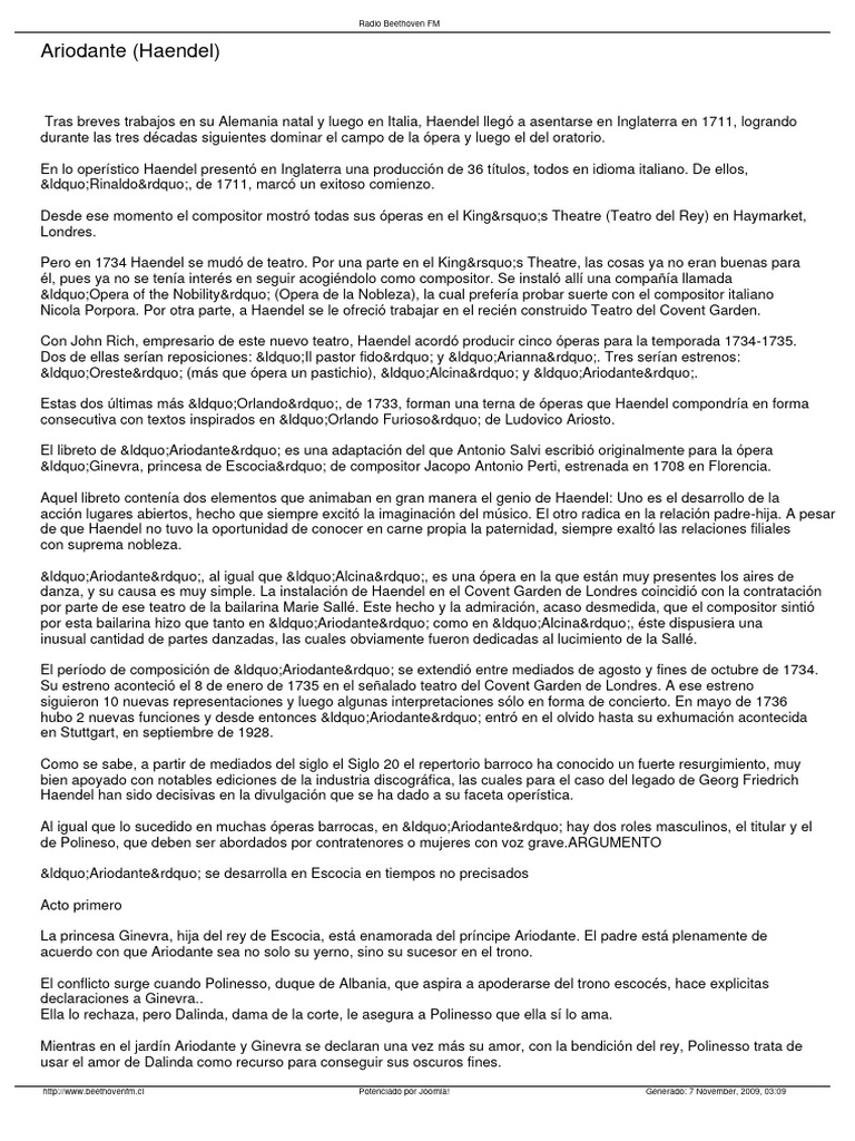 Handel Ariodante | PDF | George Frideric Handel | Ópera