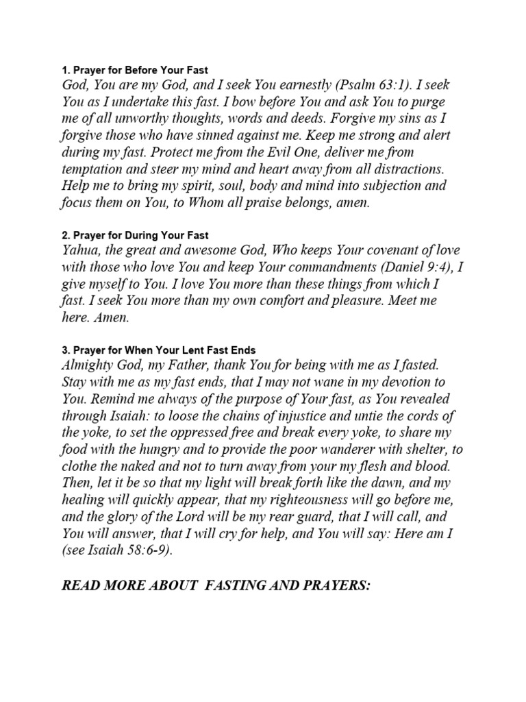 Fasting prayers and other themes | PDF | Prayer | Jesus