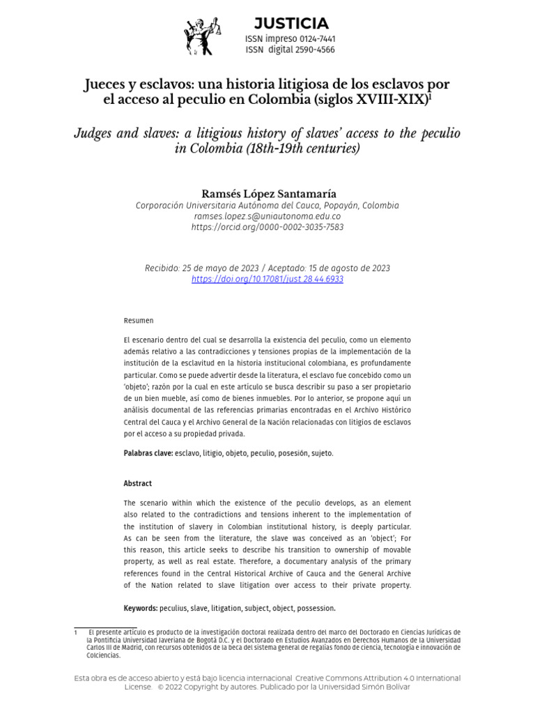 Judges and Slaves A Litigious History of Slaves Access To The Peculio ...