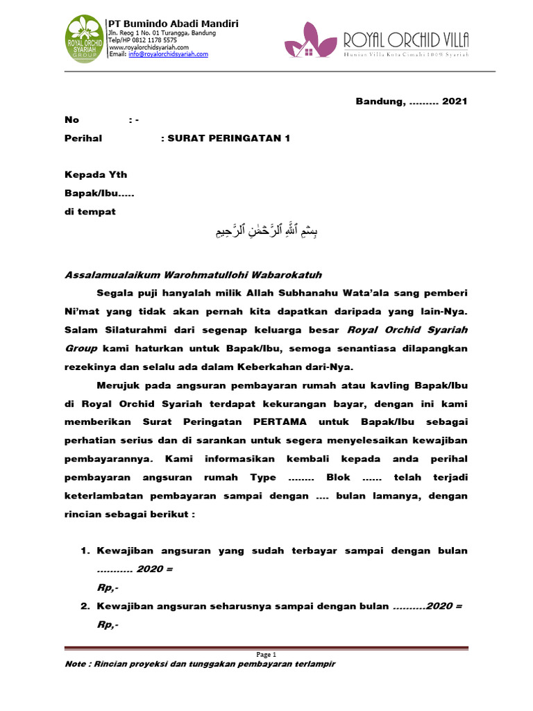 Surat Peringatan 1 | PDF