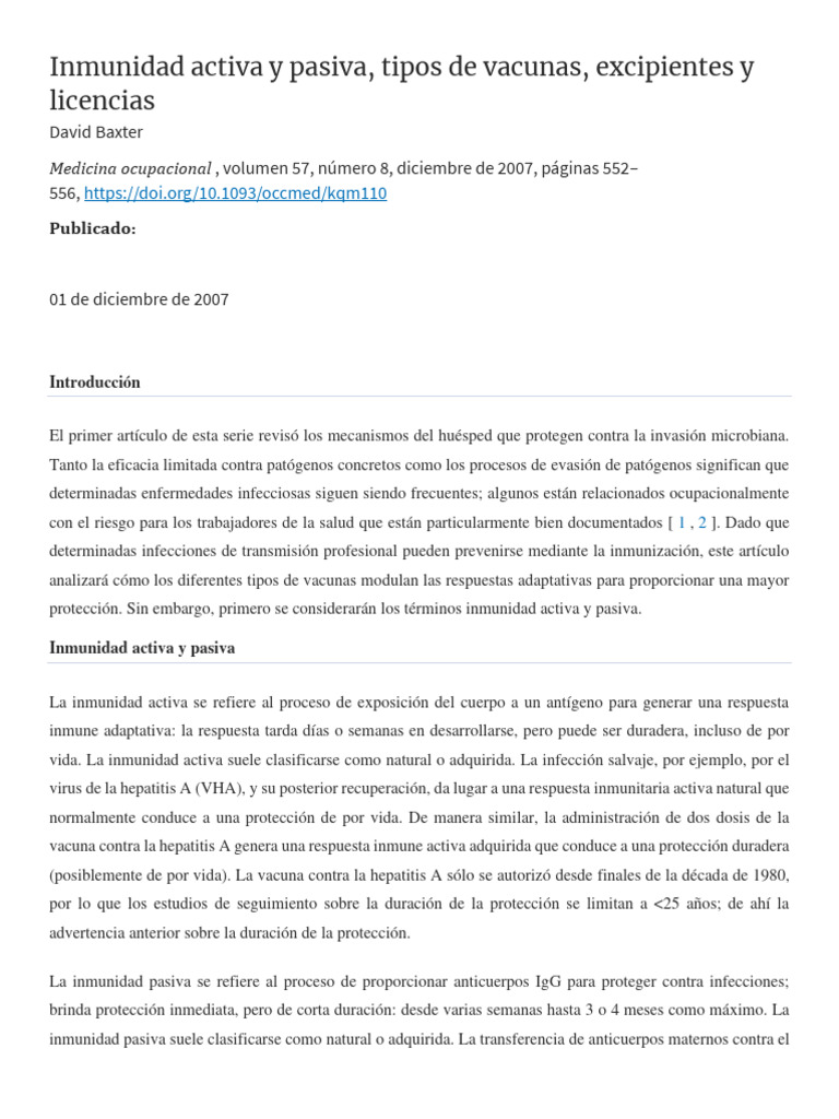 Inmunidad Activa y Pasiva, Tipos de Vacunas, Excipientes y Licencias ...