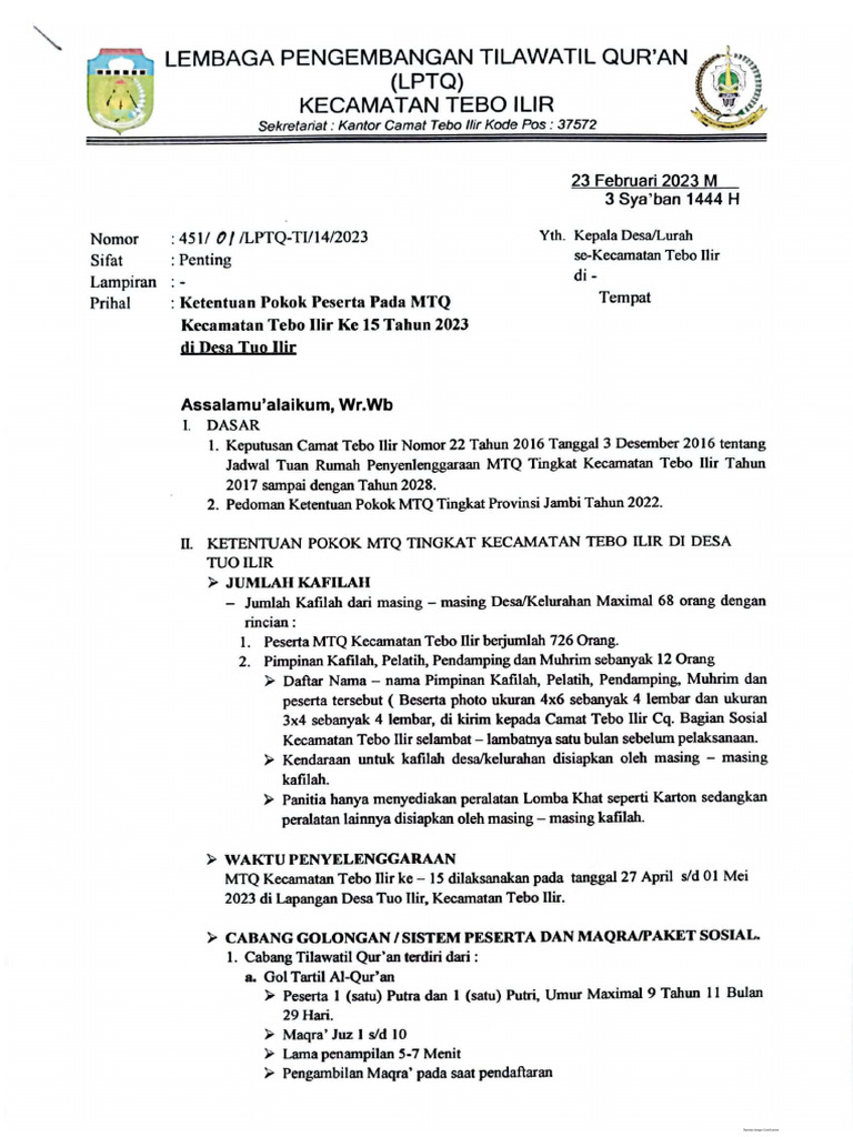 Ketentuan Pokok MTQ | PDF
