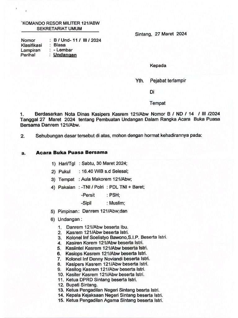 Undangan Bukber Korem | PDF