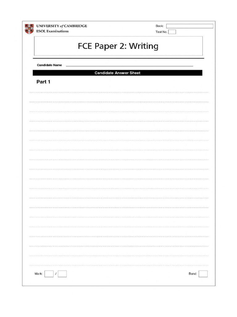 B2 Frist Writing Answer Sheet | PDF