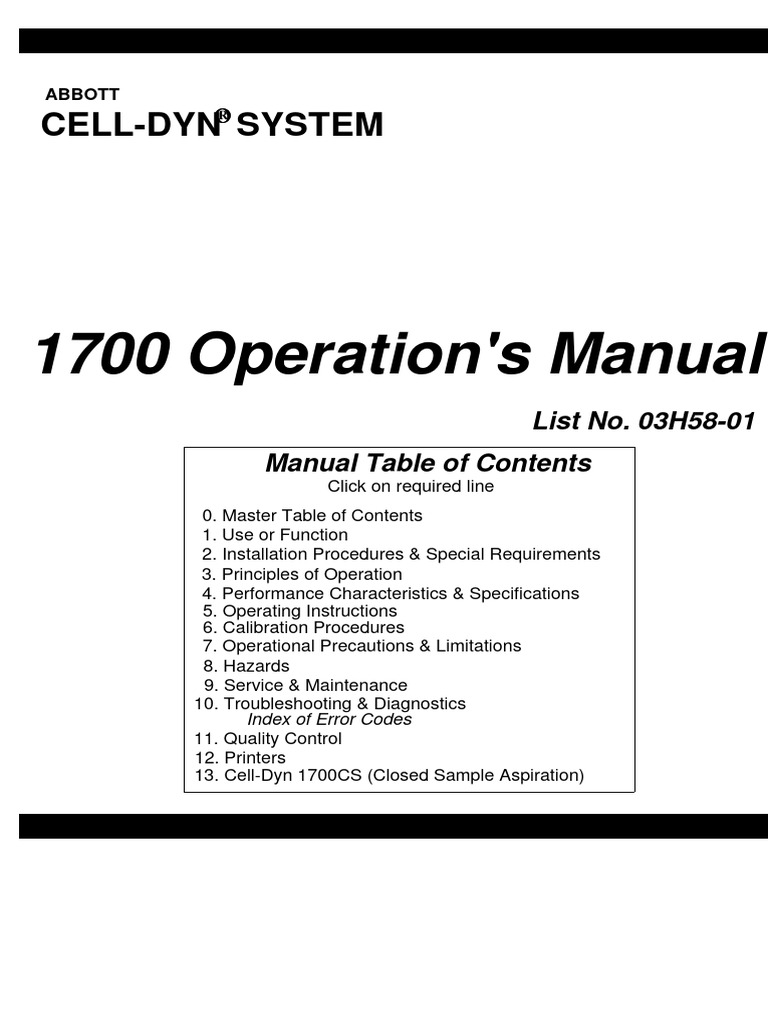 1700 Operation's Manual: Cell-Dyn System | PDF | Computers | Technology ...