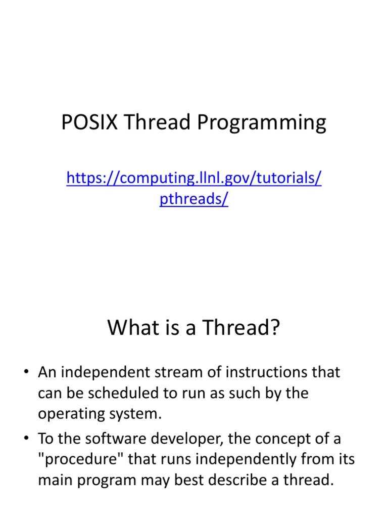 Posix Thread Programming Pthreads Pdf Thread Computing Process Computing 