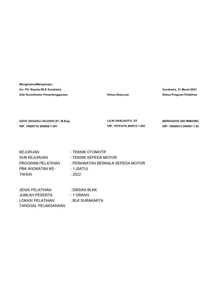 Laporan Dikdas BLKK | PDF