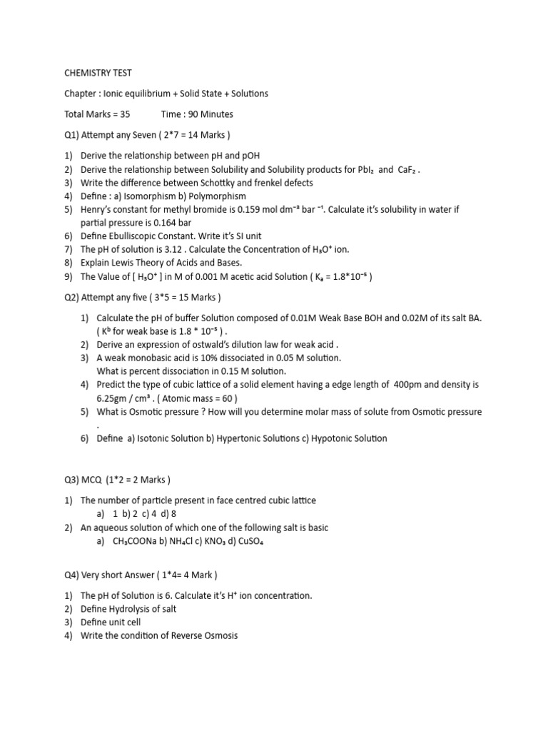 Solid + Ionic+ Solutions State | PDF