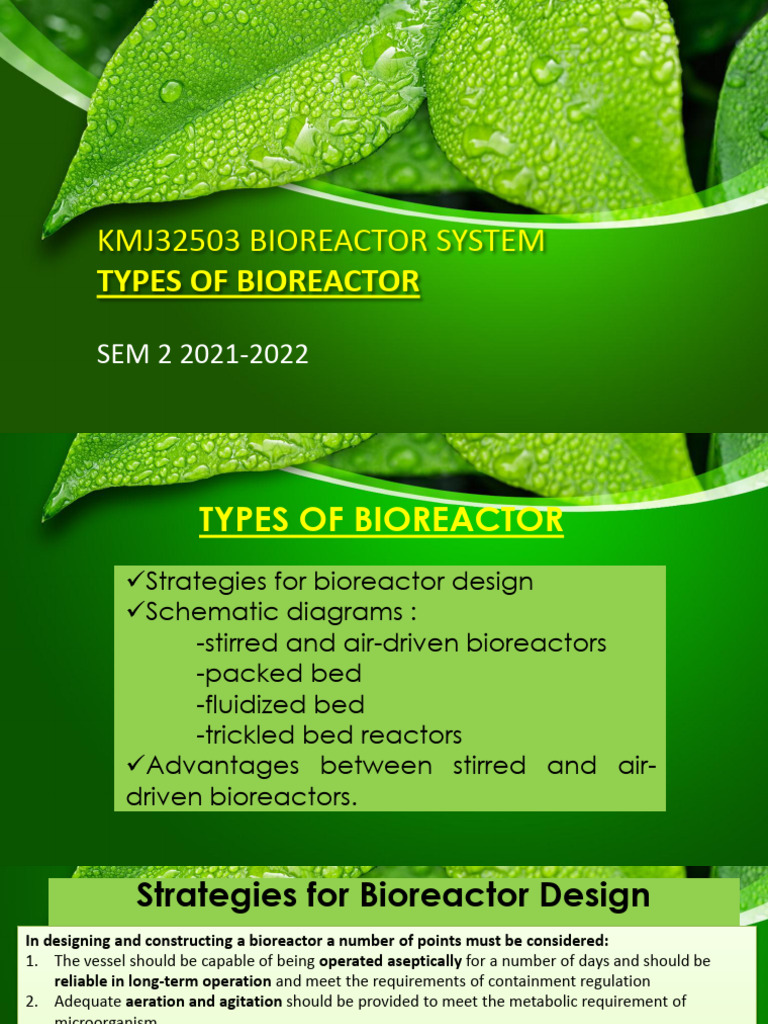 Topic 3 - Types of Bioreactors | PDF | Biology | Chemistry