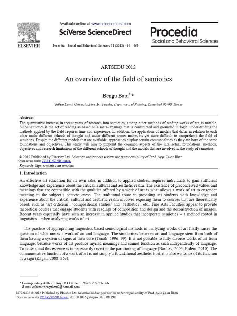 An Overview of The Field of Semiotic | PDF | Semiotics | Linguistics