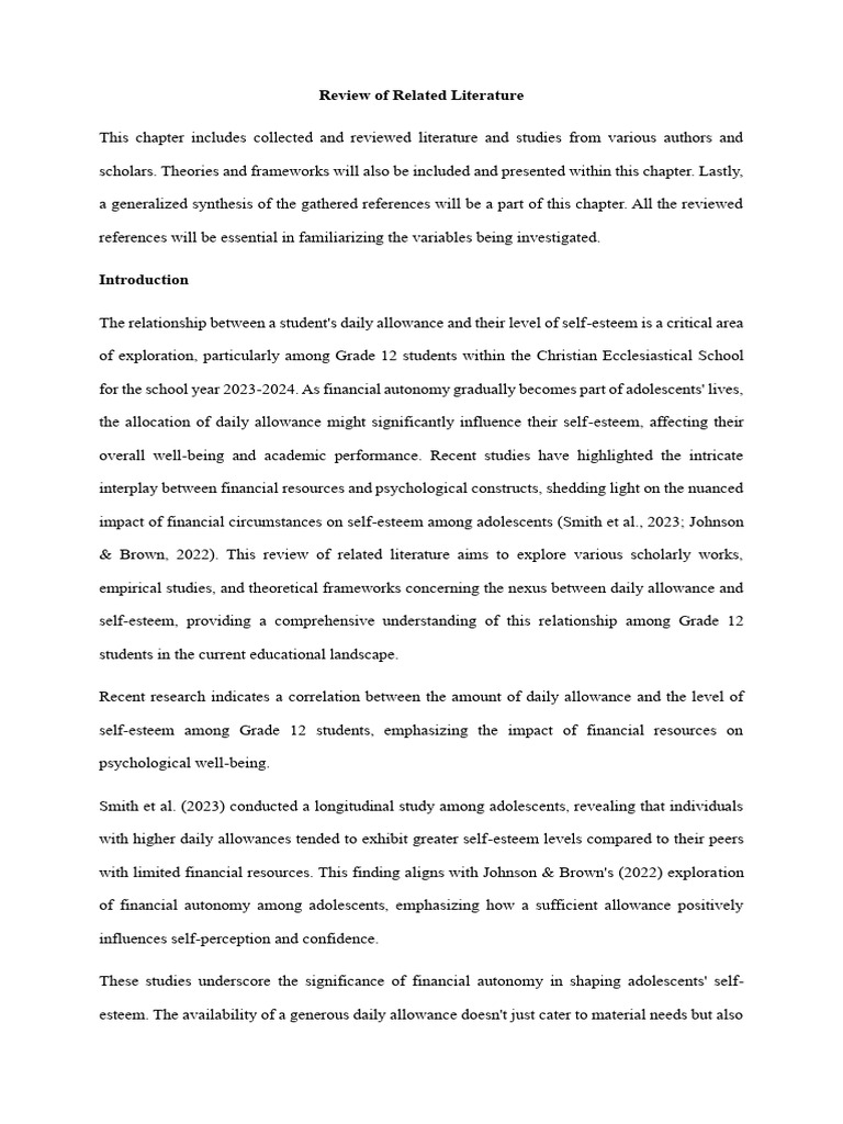 RRL Format | Download Free PDF | Self Esteem | Adolescence