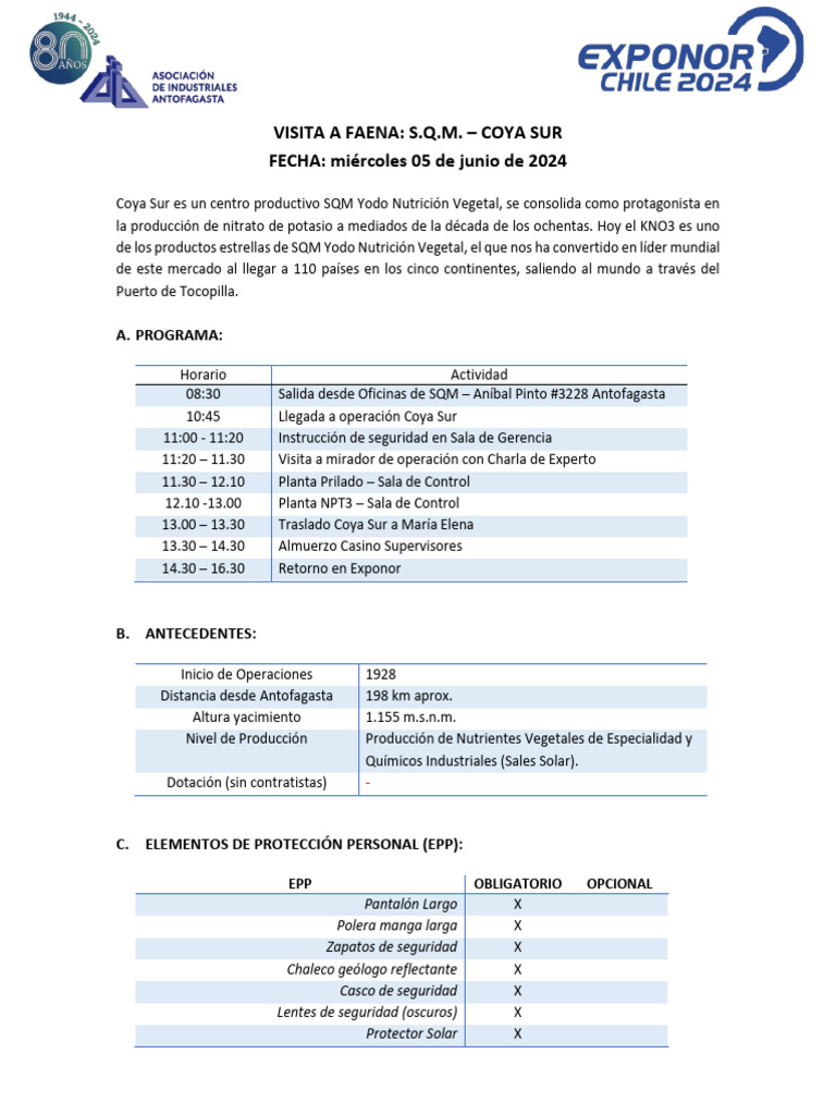Programa SQM 2024 - Coya Sur | PDF
