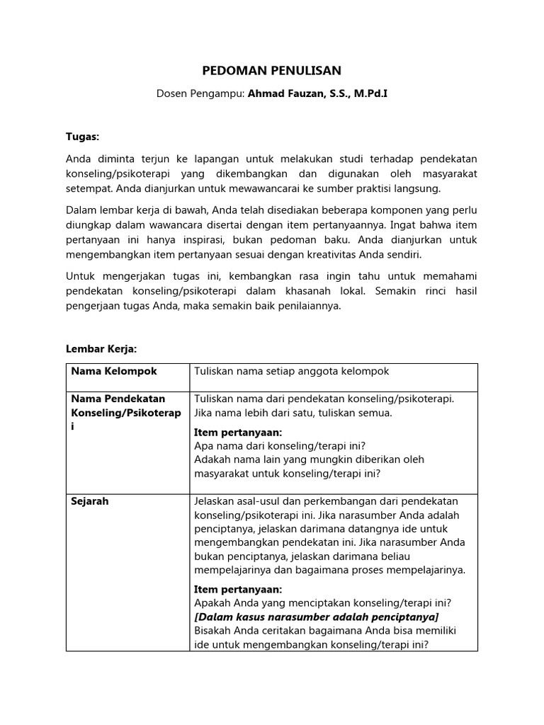 Pedoman Tugas Penulisan | PDF