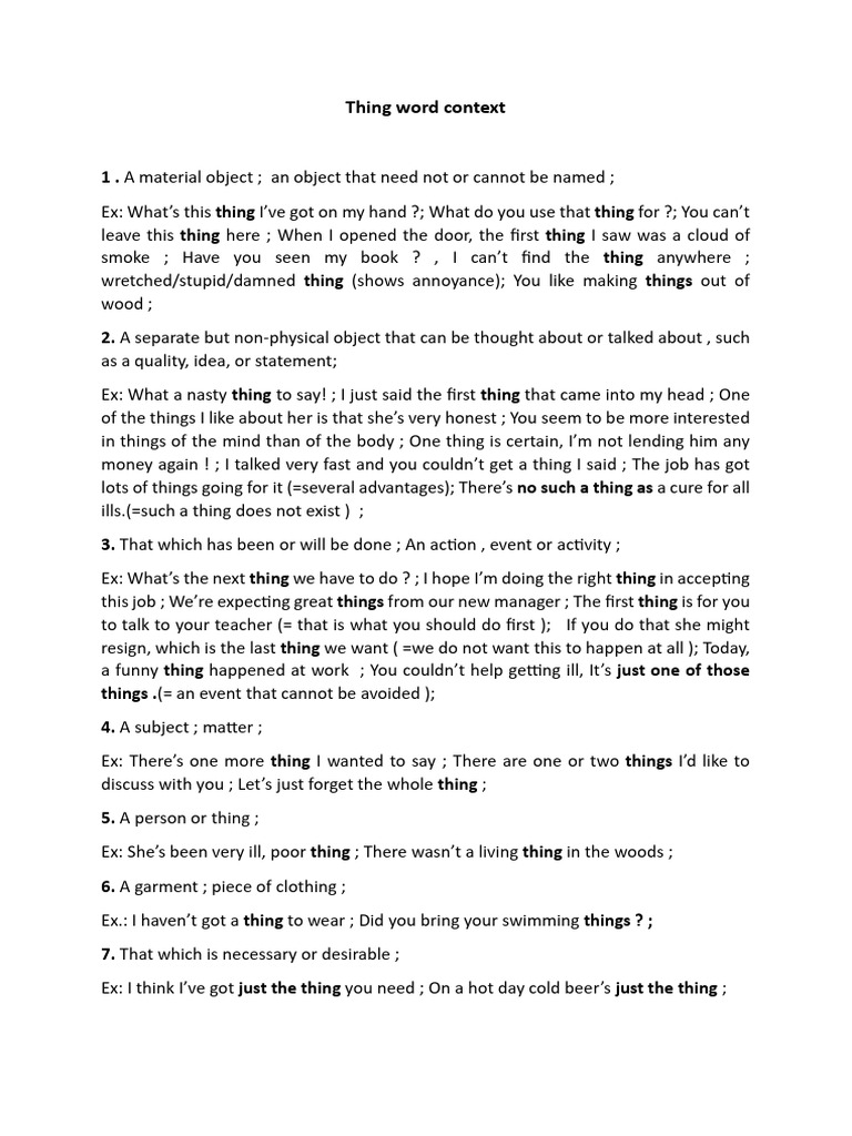 Thing word context | PDF