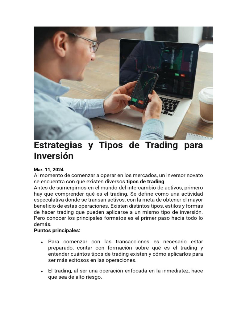 Estrategias y Tipos de Trading para Inversión | Descargar gratis PDF | Comerciante (Finanzas ...