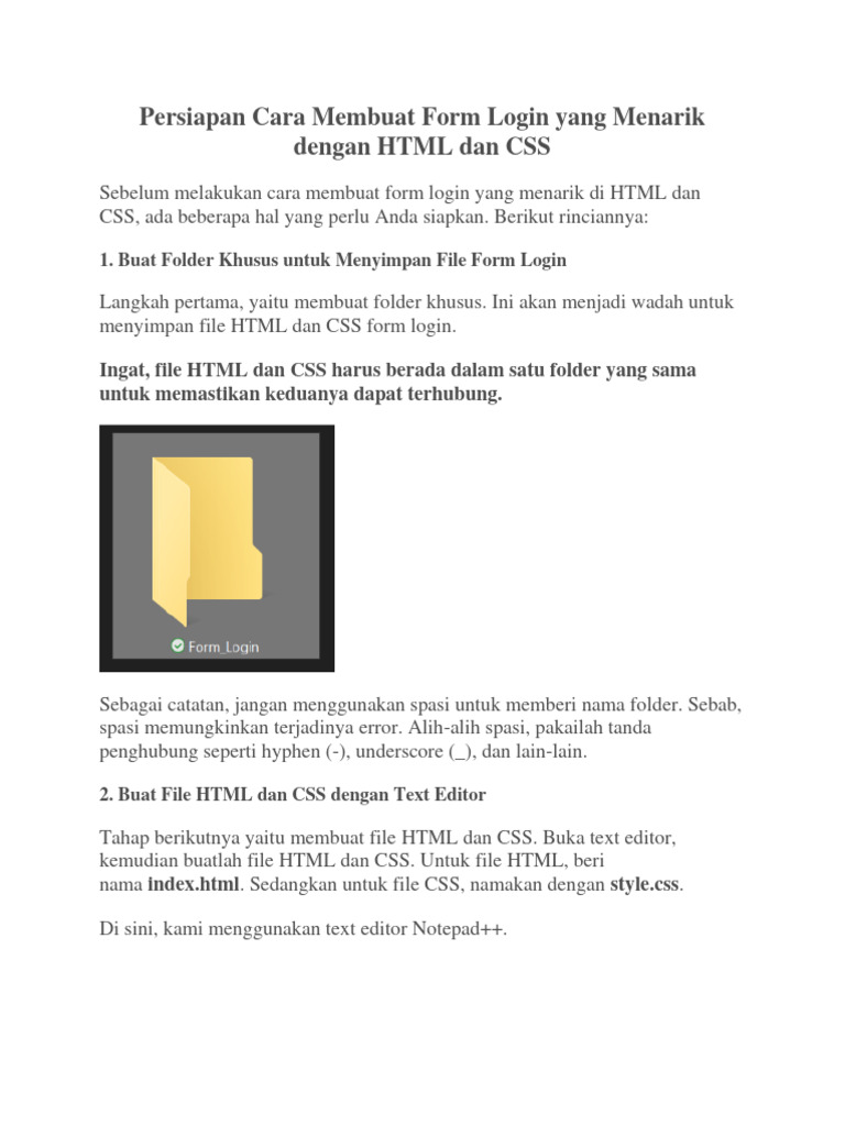 Panduan Form Login HTML & CSS | PDF | Komputer