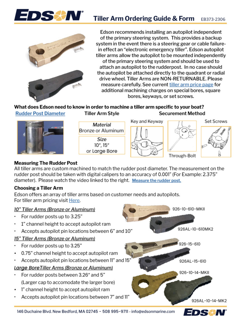 Edson Autopilot Tiller Arm Guide | PDF | Rudder | Screw