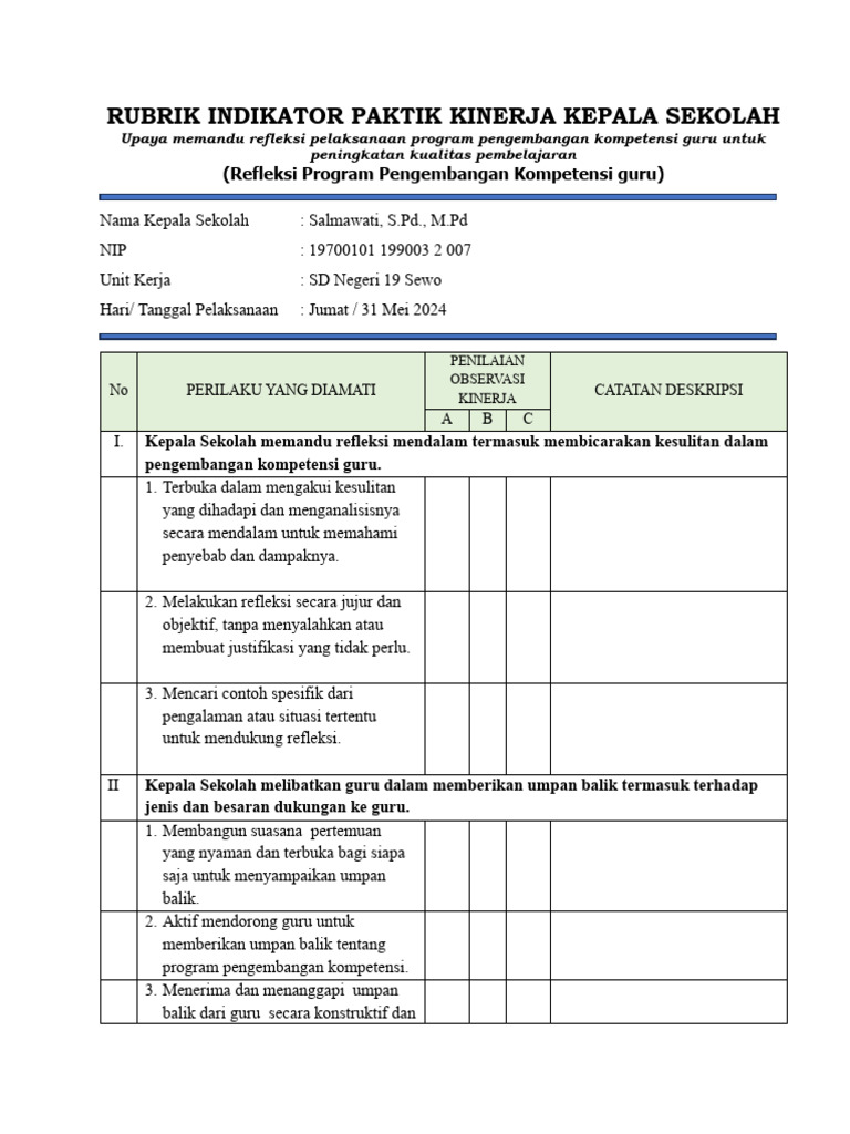 OBSERVASI Refleksi Program Pengembangan Kompetensi Guru | PDF