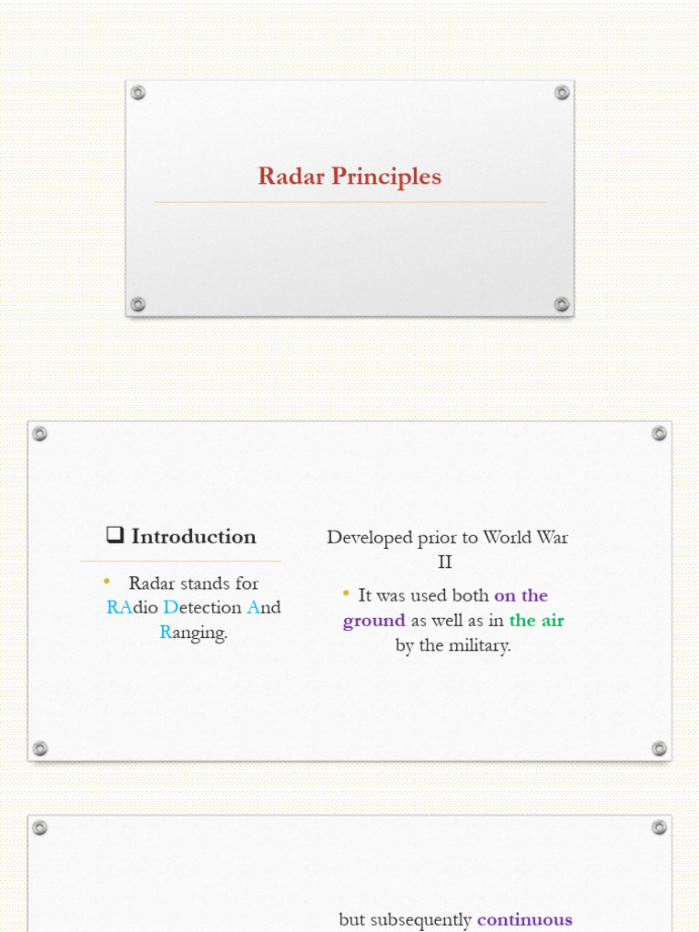 Radar Principles | PDF | Radar | Radio