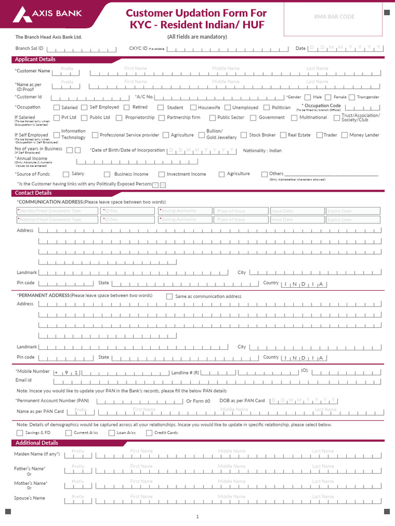 Resident Re Kyc Form New | PDF | Identity Document